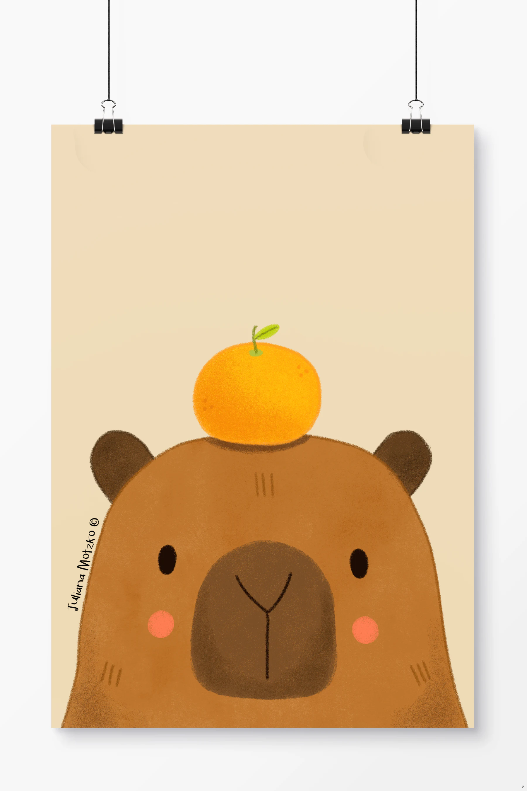 Poster Capivara com laranja na cabeça - Juliana Motzko
