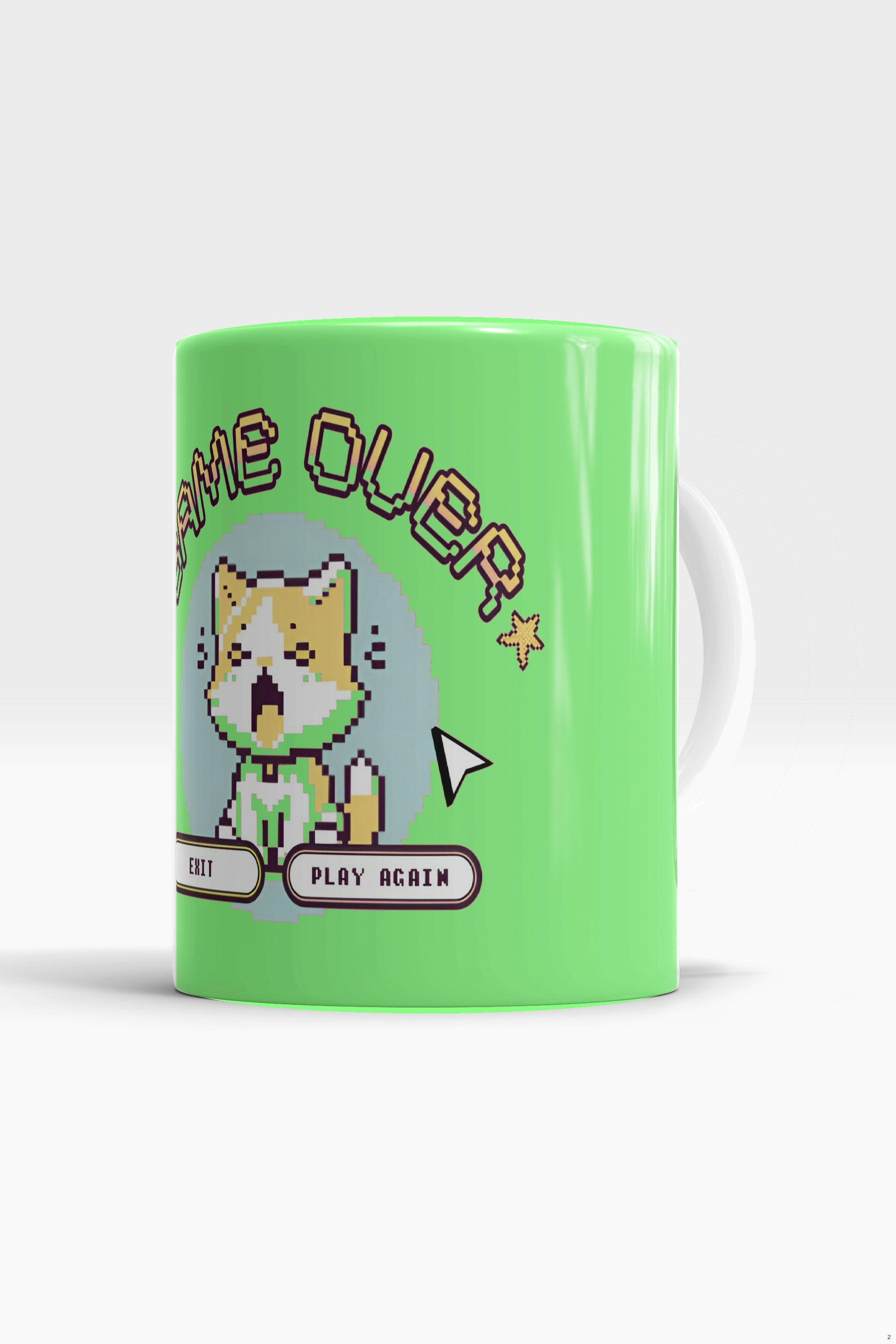 Caneca PixelCat Game Over verde - Nerd Culture Store